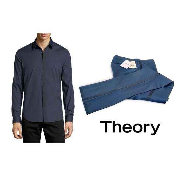 Theory | Shirts | Theory Marlo G77201 Blue Tuxedo Trousers Sullivan ...